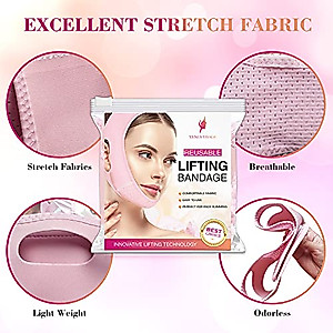 Venus Visage V-Line Chin Strap, Reusable Double Chin Strap for Jaw Line Definition, Chin Strap for Double Chin for Women & Men, V Line Lifting Mask, Visually Sculpting Double Chin Mask (Pink)