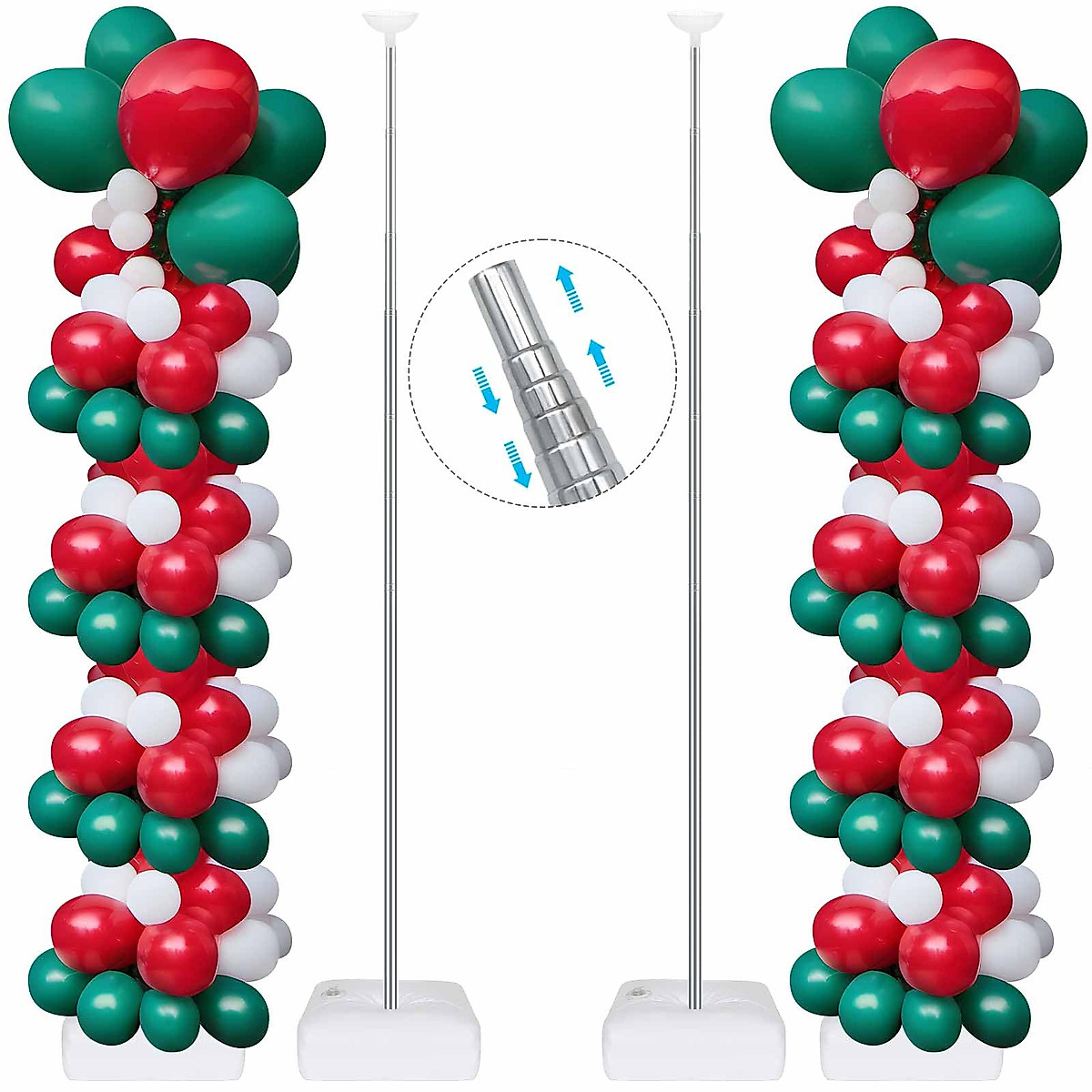 2 Set Balloon Column Stand Kit for Floor, VETOGETHER 2024 Updated Balloon Tower Stand Kit with Heavy Base, Adjustable Metal Balloon Stand for Party Decoration