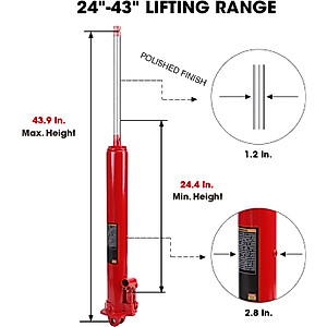 Big Red 3 Ton Hydraulic Long Ram Jack with Single Piston Pump and Clevis Base (Fits: Garage/Shop Cranes, Engine Hoists, and More) w/Handle, Red, A41417R