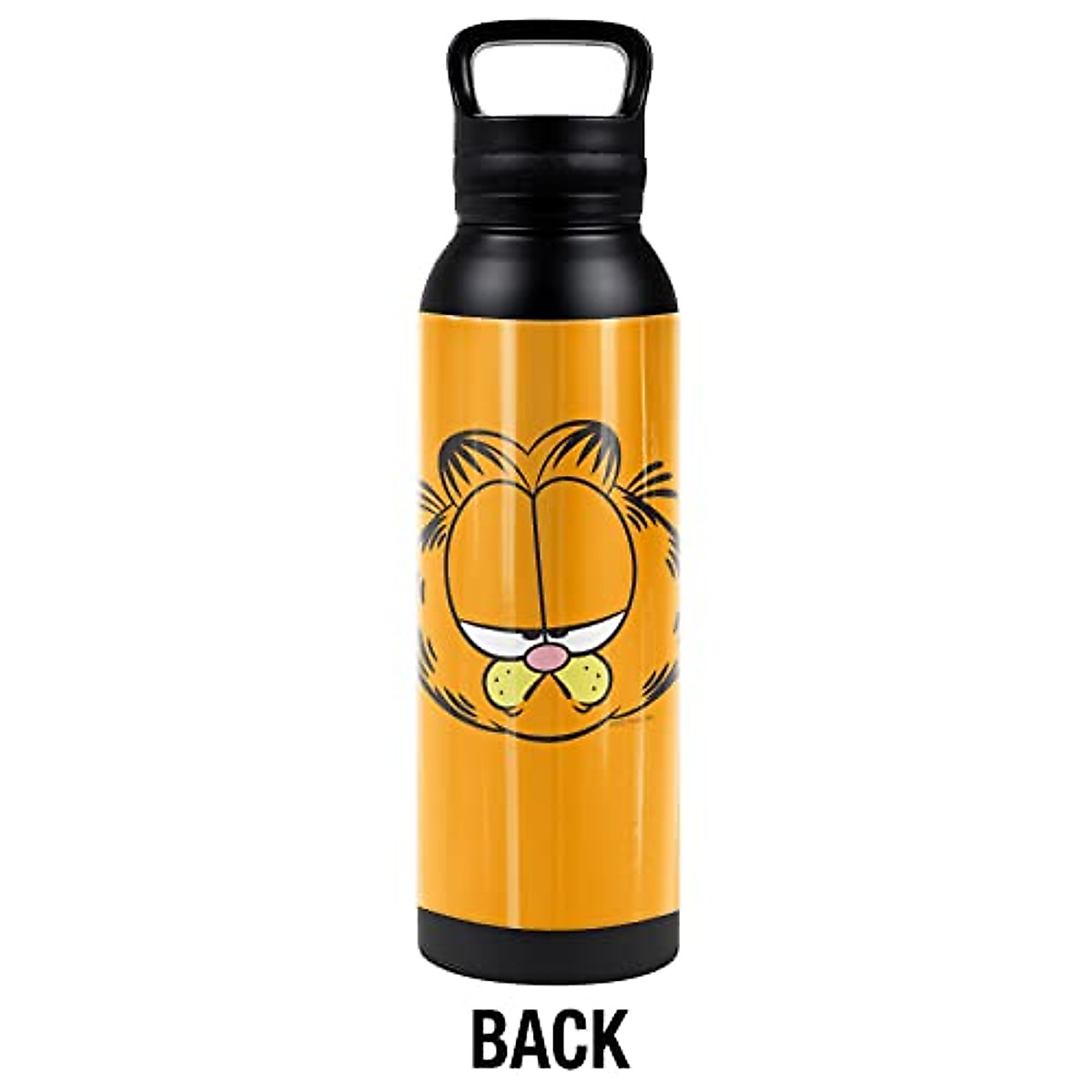 Garfield OFFICIAL Garfield Big Head 24 oz Insulated Canteen Water Bottle, Leak Resistant, Vacuum Insulated Stainless Steel with Loop Cap, Black