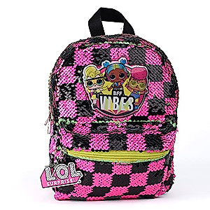 L.O.L. Surprise! for Mini Backpack for Girls, 10.5 inch, Flip Sequins, Adjustable Straps, LO.L logo Zipper Pull, Lightweight Travel Bag for Kids