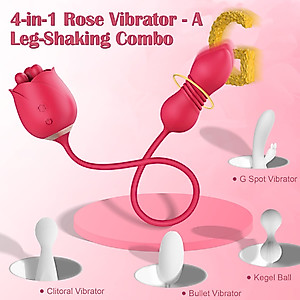 Sex Toys Rose Dildo Vibrator - Rose Sex Toy Thrusting Dildos, Fondling Vibrators Adult Toys, Female Vibrator Clitoris Stimulator, Couples Sexual Pleasure Stimulation Device, Consoladores Vibradores
