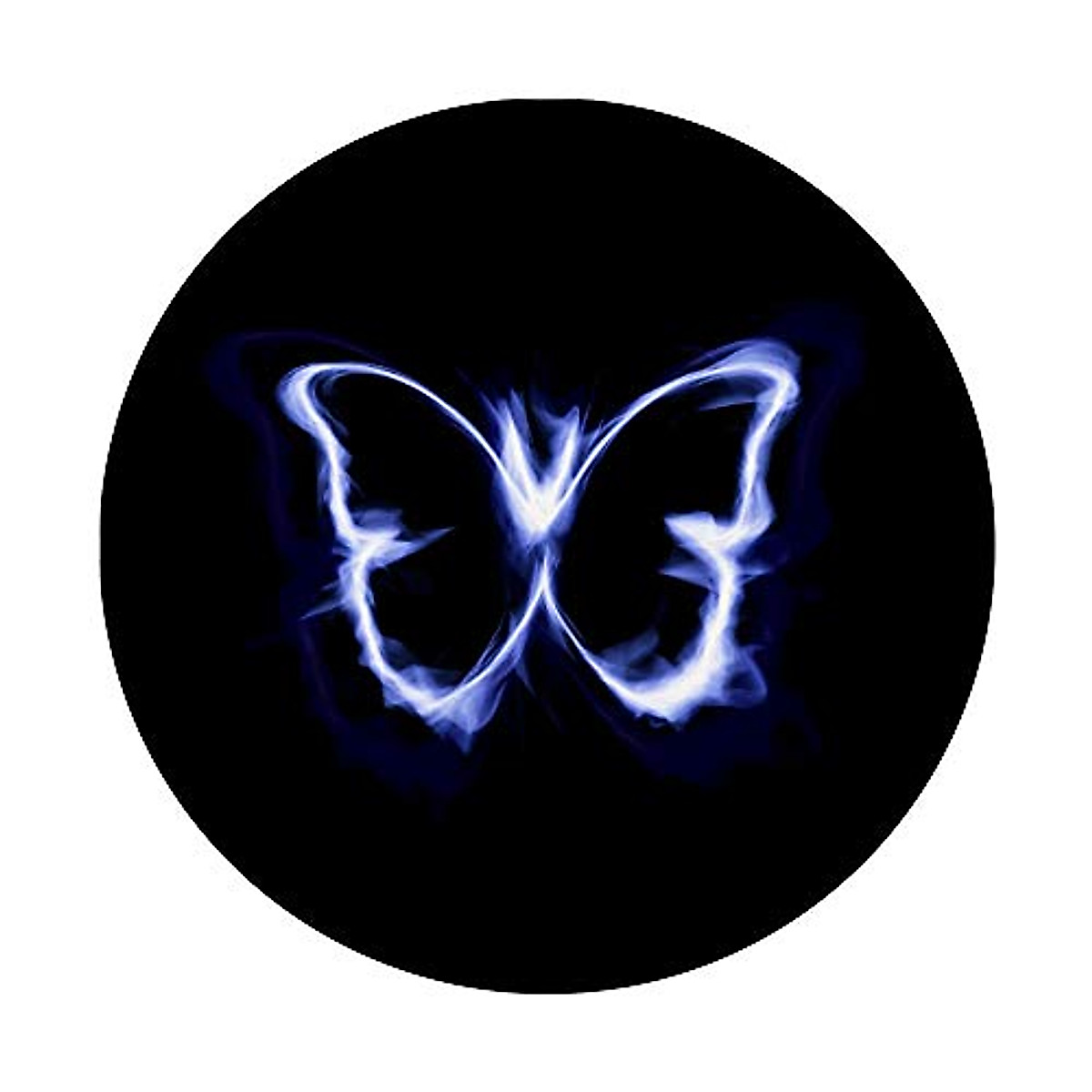 Blue Butterfly With Wings On Black Background PopSockets Swappable PopGrip