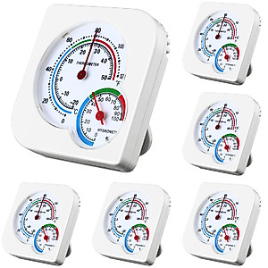 Kathfly 6 Pcs Indoor Thermometer and Humidity Gauge Indoor Mini Thermometer Hygrometer Temperature Humidity Meter Temperature and Humidity Monitor with Pointers for Home, Kitchen, Planting Room