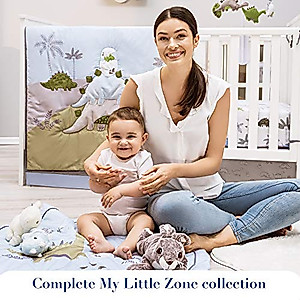 My Little Zone Round Baby Play Mat - Baby Nursery Mat for Infants, Dinosaur Theme Tummy Time Playmat, Machine Washable, 36 inch, Cotton, Blue