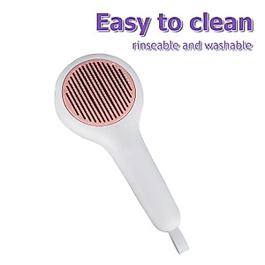 QIICJUR Cat Brush for Long or Short Haired Cats and Dogs, Self Cleaning Pet Hair Brush, Removes Loose Fur, Tangles, Mats, Dander, Dirt, Provides Relaxing Massage, Pink White