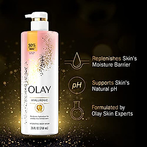 Olay Cleansing & Nourishing Body Wash with Vitamin B3 and Hyaluronic Acid, 26 fl oz (Pack of 4)