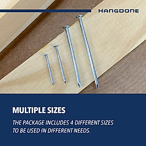HANGDONE Nail Assortment 250-Pieces, 4 Sizes, Assorted Nails Kit for Wood/Drywall, Zinc Plated Finish