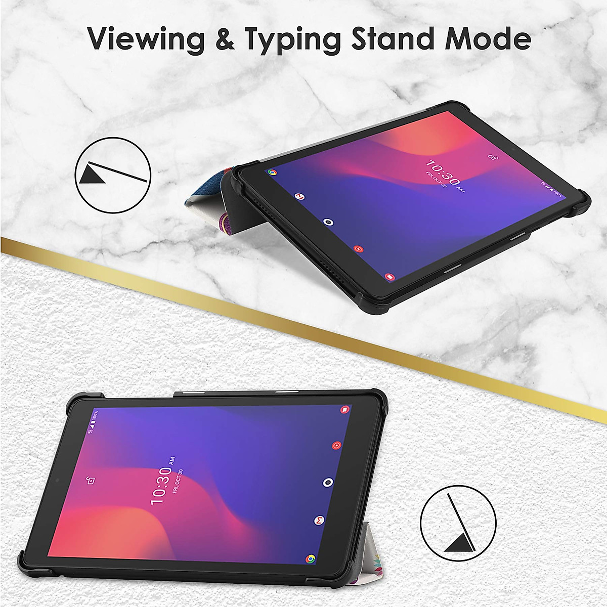 KuRoKo Slim Light Cover Trifold Stand Hard Shell Case for Alcatel Joy Tab 2 8.0" (9032Z) / Verizon TCL Tab 8 (9038s)-NOT for TCL TAB 8 LE