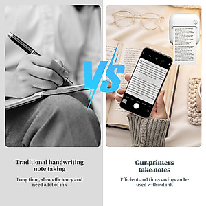 Sticker Printer, Mini Printer,Inkless Sticker Printer,Mini Sticker Printer,Compatible With IOS + Android for Learning Assistance, 3 Pcs sticker rolls, Study Notes, Memo, Fun, Work, Journal (White)