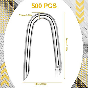 Therwen U Shaped Nails Wire Fence Staples Nails, 1 Inch Steel Fencing Spike, Galvanized U Shaped Fasteners Spike for Fixing Wire Woven and Mesh Fencing, Corrosion and Rust Resistant(500 Pcs)
