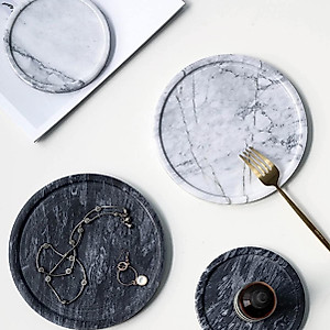 Hoement Wedding Ottoman Trinket Dish Serving for Creative Design Party Fruit Coffee Round Marble Storage Platter Dessert Jewelry Gift Natural Ring Black Accessories Vanity Holder Dried