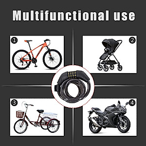 Roming 4 Digit Coiled Security Cable Lock, 50 Inches Long, Black