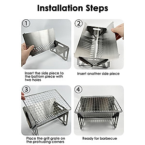 Mini Portable Charcoal Grill, Stainless Steel Small Folding BBQ One Person Tabletop Grill for Garden Bars Outdoor Camping