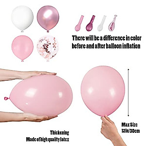 Pink White Balloons Garland Arch Kit 104 PCS Metallic Pink Gold Confetti Latex Balloons for Baby Girl Shower Birthday Wedding Anniversary Bachelorette Party Decorations