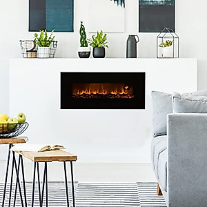 50-Inch Wall-Mounted Electric Fireplace - Fireplace Insert with LED Flames, Bottom Vents, Adjustable Heat Settings, and Remote by Northwest (Black)