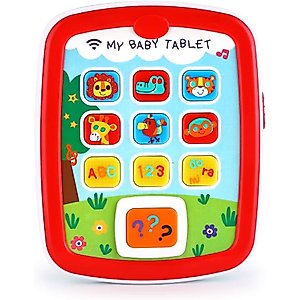 Awefun Baby Tablets Toys, Toddler Musical Play Tablet Toy 6-12 12-18 18-24 Months, Baby Tablet Learning Educational Baby Toys for 1 2 3 Year Old Boys Girls with Music Light