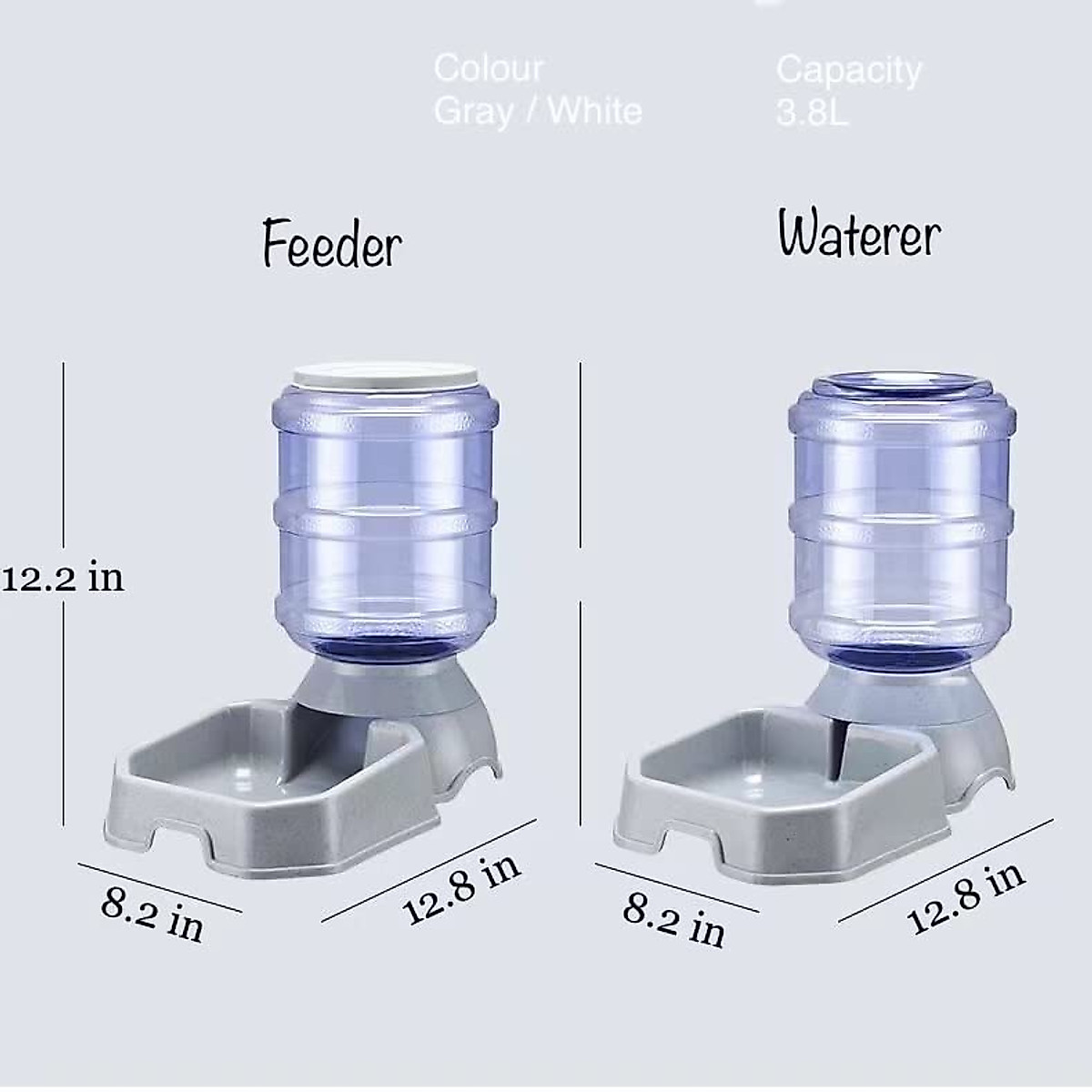 Nabipaw Pet Cat and Dog Automatic Feeder and Water Dispenser 3.8 L with Travel Supply Feeder and Water Dispenser for Dogs Cats Pets Animal (Gray)