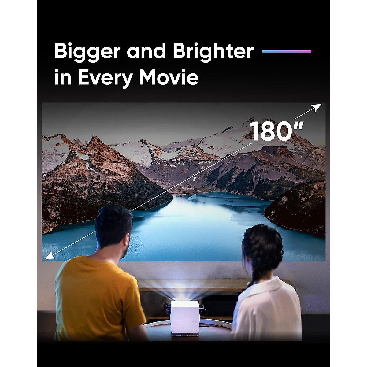 NOMVDIC P1000 Short Throw Projector 4K, 2300 ANSI Lumens with H/K Speaker, 180" Big Screen, Auto Focus & Keystone, 4K Gaming Projector 4.2ms Low Latency (Fire TV Stick 4K Max Included)