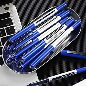 Chinco 12 Pieces Rolling Ball Pens, Quick-Drying Ink 0.5 mm Extra Fine Point Pens Liquid Ink Pen Rollerball Pens (Blue)