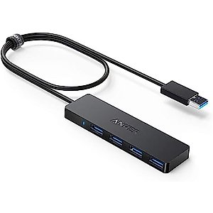 Anker USB Hub 4-Port USB 3.0 Hub,USB Splitter with 5Gbps Data Transfer, Ultra-Slim Data USB Hub [Charging Not Supported], USB Extender for MacBook, iMac, Surface, Mobile HDD, and More (USB-A, 2 ft)