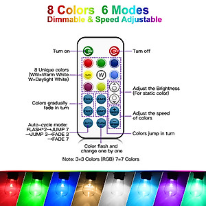 Mlambert 48FT Outdoor Patio Lights, RGB Cafe String Lights with 15 E26 S14 Shatterproof Edison Bulbs, Commercial Grade Dimmable String Lights for Bistro Backyard Garden, 2 Remote Controllers