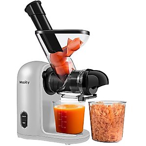 Mecity Small Cold Press Juicer Slow Masticating Juicer For Vegetable and Fruits, Pure Juice No Pulp, 120V, Silvery