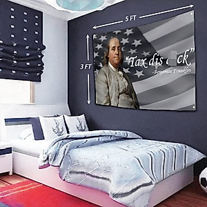 FULAISMGS Funny Flags Tax This Dic Flag Benjamin Franklin Flag for Room Tapestries for man cave College Dorm Room guys 3x5 FT (American flag background）
