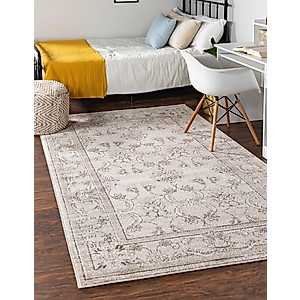 Rugs.com Miranda Collection Rug – 9' x 12' Ivory Medium Rug Perfect for Living Rooms, Large Dining Rooms, Open Floorplans