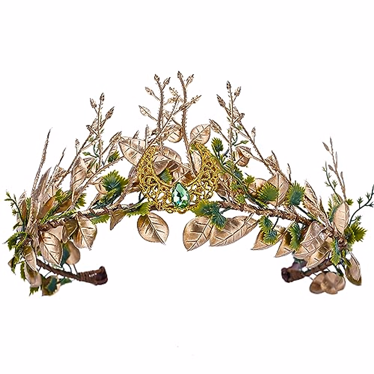 MOSTORY Forest Fairy Flower Headpiece - Woodland Elf Crown Forest Floral Headband Elven Leaf Tiara for Women Renfaire Renaissance Halloween Princess Photo Shoot Cosplay