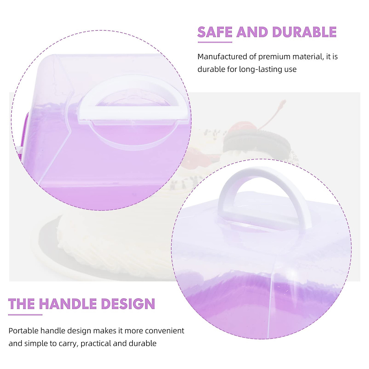 LIFKOME Portable Cake Carrier Handle Cake Container Holder Lid Cake Stand Transport Storage
