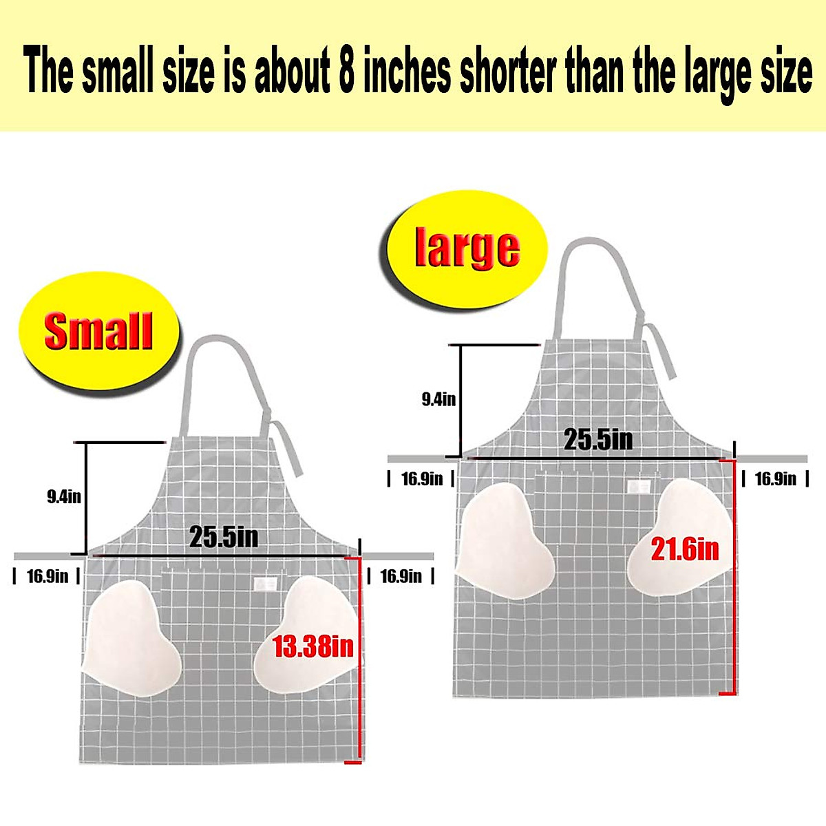 Geounzay Aprons for Men, Cooking Kitchen Aprons, Waterproof Oil-Proof Erasable Hand Adjustable Bib Cooking Aprons with Pockets for Women Men Dishwashing Baking Grill Restaurant Durable Black (Small)