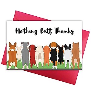 Ygyhiey Cute Dog Thank You Cards Gifts for Women Men Owner, Happy Dog Appreciation Greeting Card for Friend Teacher Boss, Special Veterinarian Gifts for Him Her, Nothing Butt Thanks Pun Card