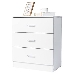 HIGOH Bedside Table Bedroom Furniture Bedside Table Dresser with 3 Storage Drawers