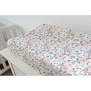 TotAha Premium Stretchy Changing Pad Covers (2-Pack) Hypoallergenic, Silky Comfort, Buttery Soft, Calming Effect, All-Season Jersey-Knit 5'' Deep Pocket(Meredith Allover Floral & Pale Pink Flowers)