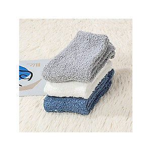Century Star Anti Slip Athletic Plush Slipper Grip Soft Socks Women Yoga Pilates Soft Warm Cozy Socks For Christmas B 3 Pairs Blue/Gray/White One Size