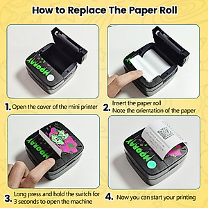 DOLEWA Mini Printer with 13 Rolls Sticker Paper, Sticker Printer, Portable Thermal Inkless Sticker Maker, Wireless Thermarote Label Printers for Photos, Study Notes, DIY, Journal, Memo (Black)