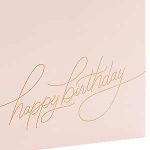 Hallmark Signature Studio 7" Medium Square Birthday Gift Bag with Tissue Paper (Blush Pink, Gold Foil "Happy Birthday") for Wife, Daughter, Sister, Aunt, Teen