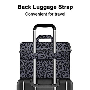 MOSISO Laptop Shoulder Bag Compatible with MacBook Air/Pro,13-13.3 inch Notebook,Compatible with MacBook Pro 14 inch M3 M2 M1 Pro Max 2023-2021, Leopard Grain Briefcase Sleeve with Belt