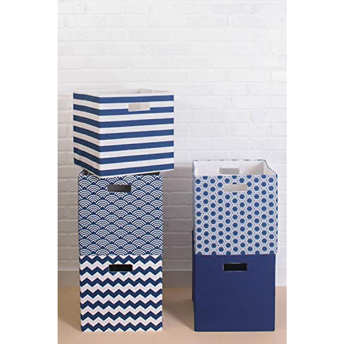 DII Poly-Cube Storage Collection Hard Sided, Collapsible Solid, Large, Nautical Blue