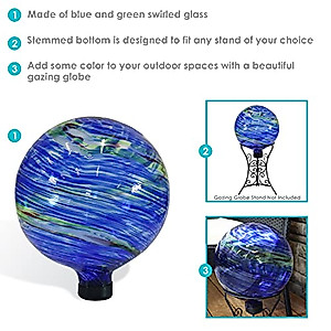 Sunnydaze 10-Inch Glass Outdoor Gazing Globe - Reflective Ball Yard Ornament for Patio or Lawn - Northern Lights