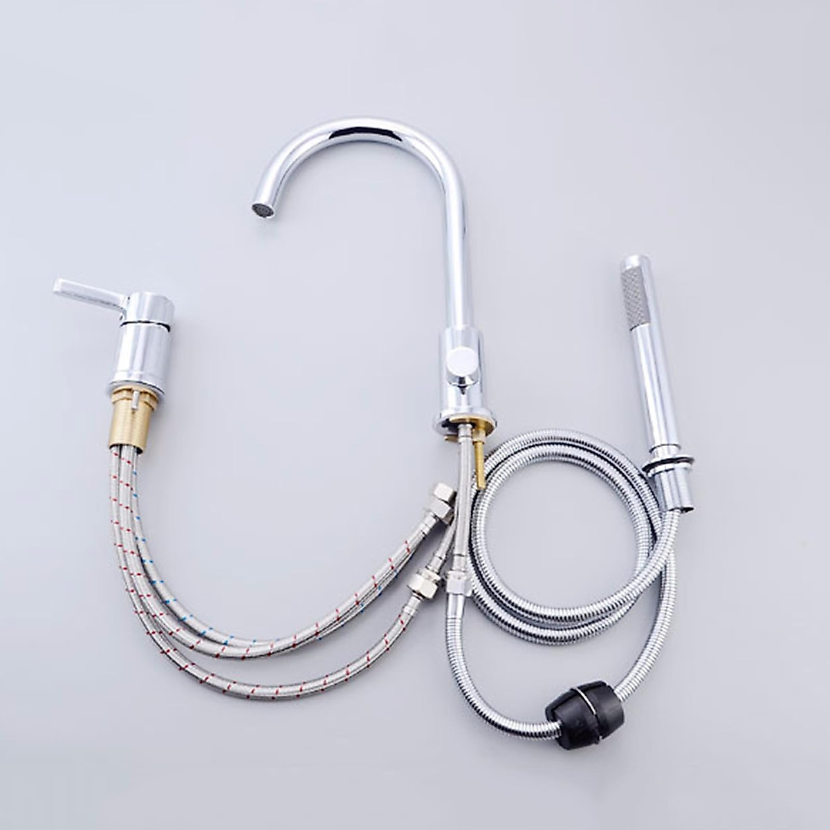 WuDLi Shower Attachment for Bath Taps 3-Hole Bathtub Tap, Bath Mixer Tap Shower Head with Hose