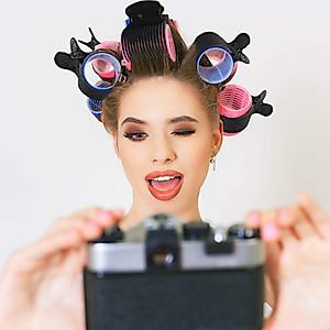 18 Pieces Hot Roller Clips Plastic Hair Curler Claw Clips Replacement Roller Clips for Small, Medium, Large and Jumbo Hair Rollers (Black)