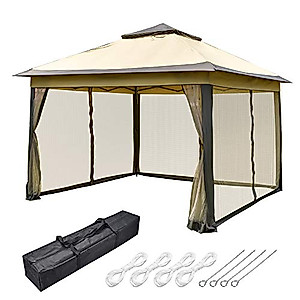 Yescom All-in-1 11x11ft Pop-Up Gazebo Tent with Mesh Sidewall Carry Bag Sunshading Shelter for Outdoor Yard Garden Patio