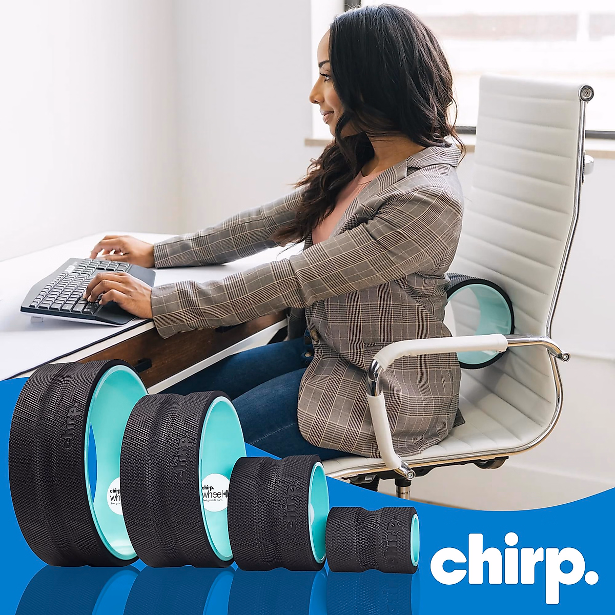 Chirp Wheel Foam Roller - Targeted Back Foam Roller for Back Pain Relief, Deep Tissue Muscle Massage, Trigger Point Round High Density Foam Roller for Physical Therapy & Exercise, 4-Pack Mint