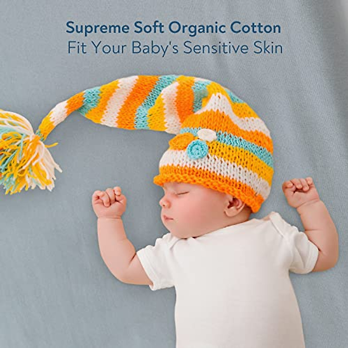 Baby Waterproof Bassinet Mattress Pad Cover and 100% Cotton Sheet(White+Grey), 18" x 30"