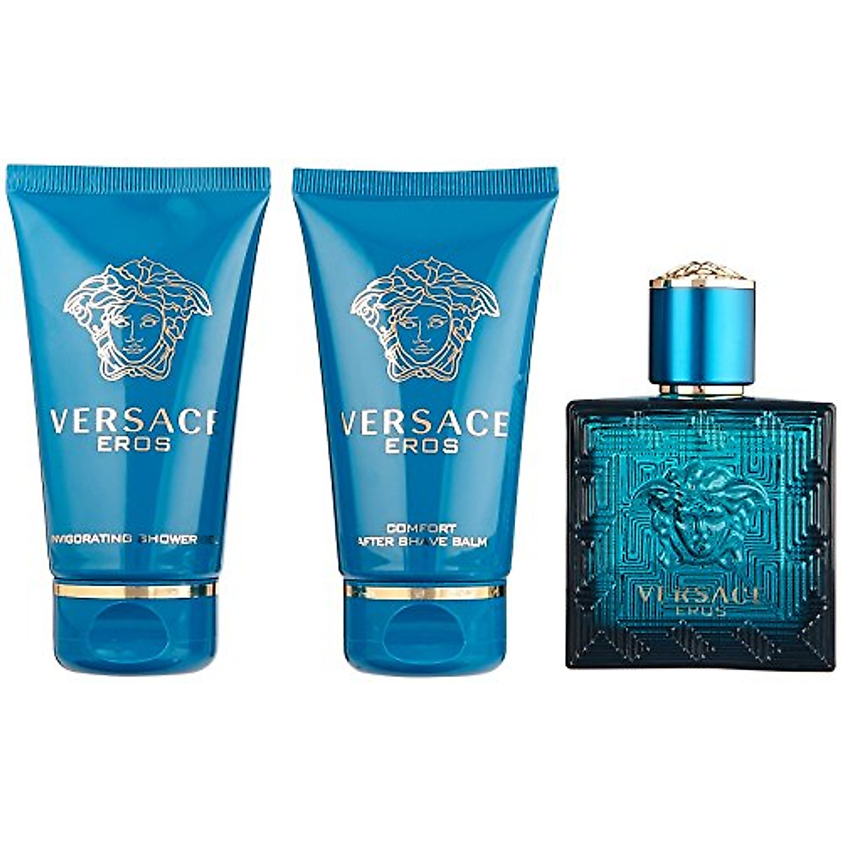 Versace EROS Gift Set for Men 1.7 oz EDT + 1.7 oz Shower Gel + 1.7 oz Aftershave Balm, Combo