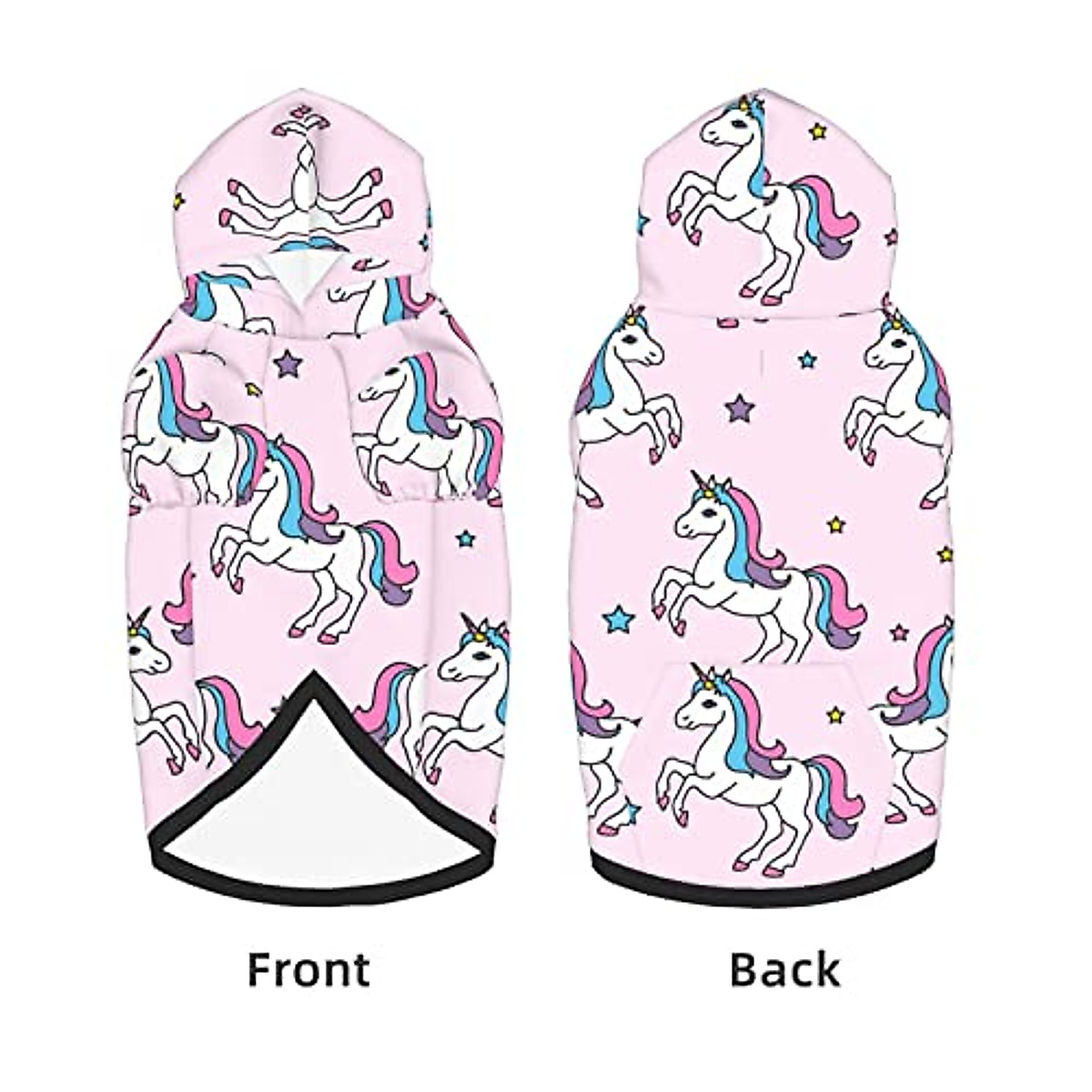 Large Dog Hoodie Cute-Unicorn-Star-Pink Pet Clothes Sweater with Hat Soft Cat Outfit Coat X-Large