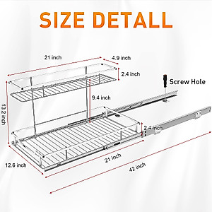 Tksrn Pull Out Cabinet Organizer, Under Sink Organizer Kitchen Slide Out Storage Shelf with 2 Tier Sliding Wire Drawer - 12.6W x 16.5D x 13H - Request at Least 13 inch Cabinet Opening