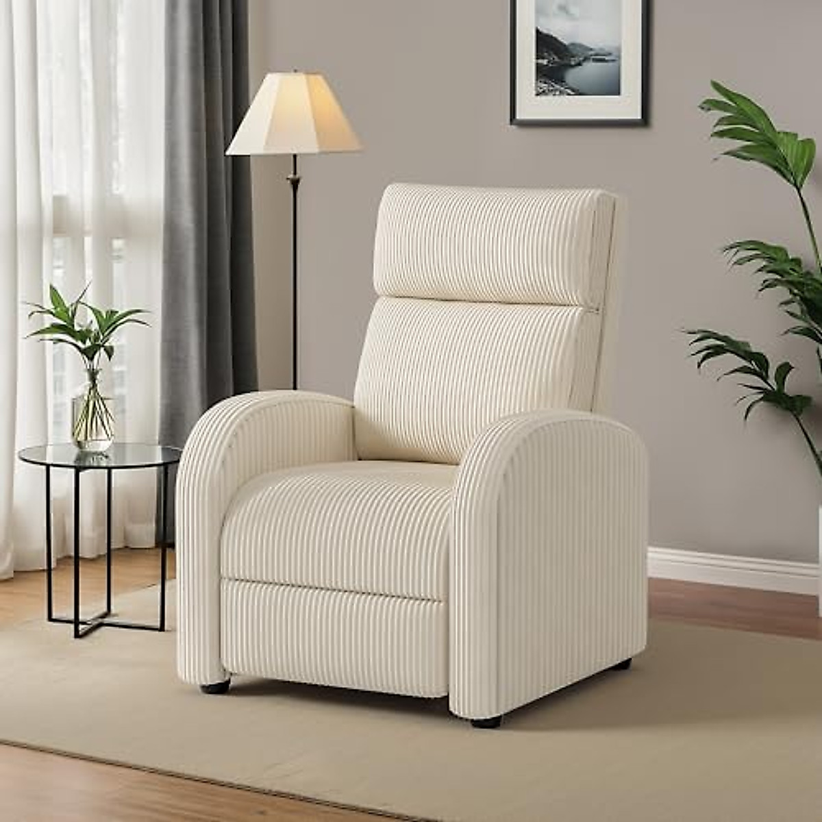 YESHOMY Recliner Chair for Adults, Adjustable Modern Single Sofa with Padded Seat Backrest for Living Room, with Lumbar Support, Beige